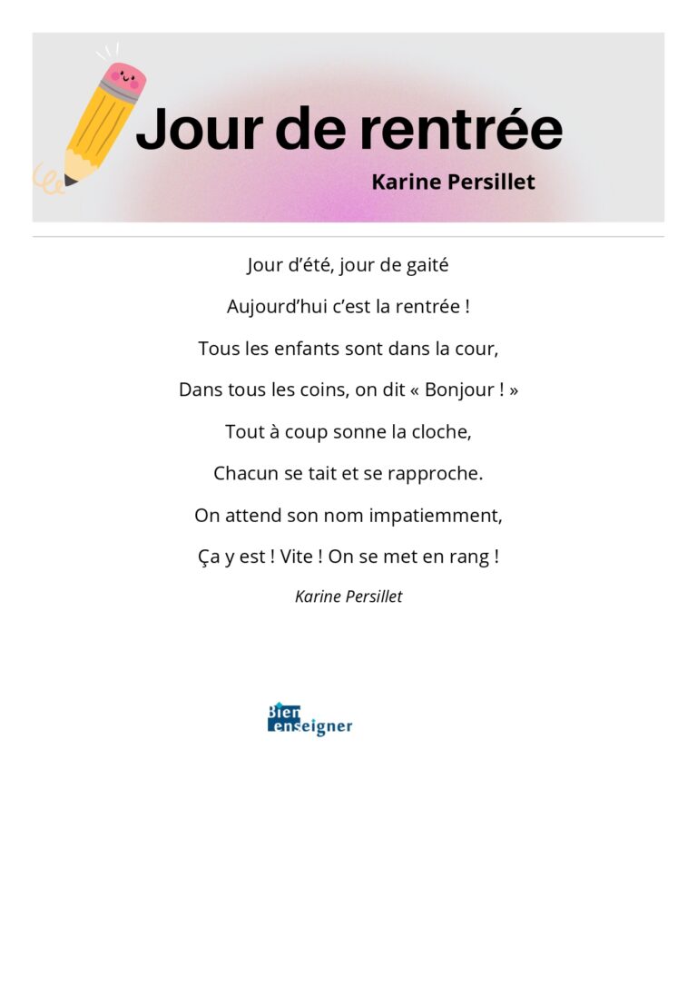 Poésie de rentrée CE2 à imprimer