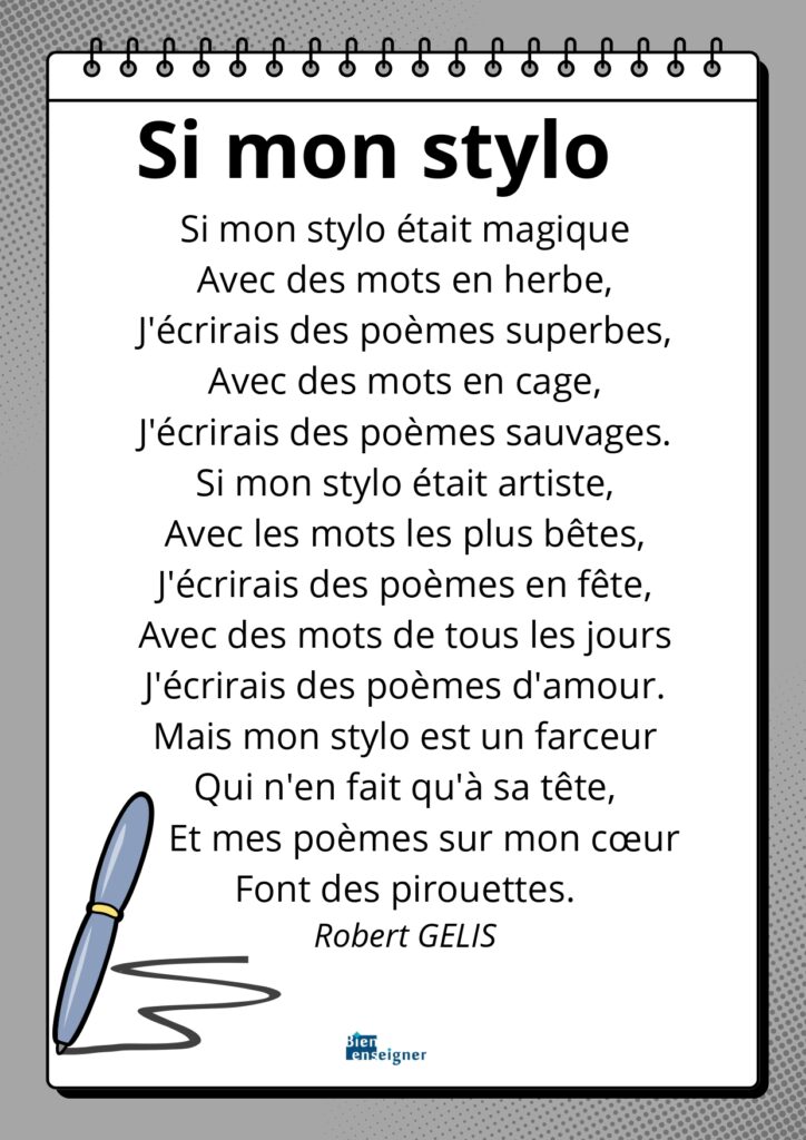 Poésie sur la rentrée CM1 et CM2 à imprimer